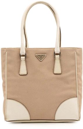 Prada Shopper - Cinghiale Trimmed Canvas Canapa Tote - Gr. unisize - in Braun - für Damen