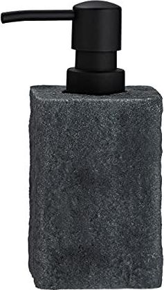 WENKO Seifenspender Villata, nachfüllbarer Seifendosierer für Flüssigseife und Lotion in Naturstein-Optik aus hochwertigem Polyresin, 7 x 15 x 7 cm, Füllmen