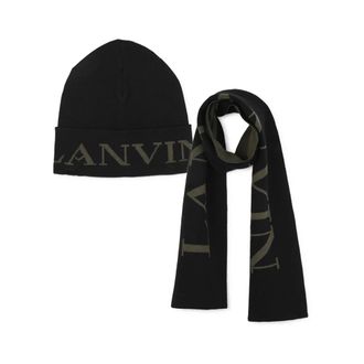 Lanvin unisex, Accessoires, Noir, Taille: M Ensemble bonnet et &eacute;charpe