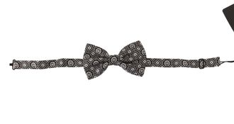 Dolce & Gabbana Mens Black White Silk Adjustable Neck Papillon Tie