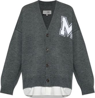 Maison Margiela Homme, Pulls, Gris, Taille: L Cardigan Avec &Eacute;l&eacute;ments de Chemise