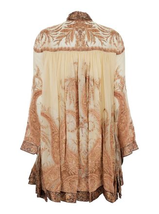 Zimmermann Womens Hypnotic Multicolor Mini Dress With Pussybow Collar Viscose Silk
