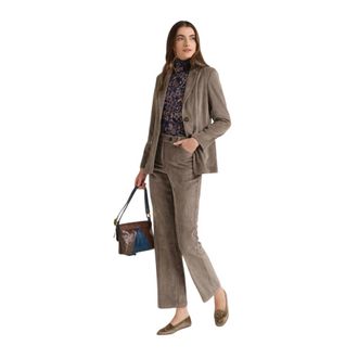 Maliparmi Maliparmi - Pantalon Velours C&ocirc;tel&eacute; - Femme - Pantalons - Gris - Taille: 38 FR