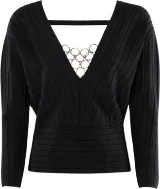 Nenette Femme, Pulls, Noir, Taille: 42 FR V-neck Tricots