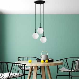 Opviq Elegant Black Chandelier, Adjustable Height 40-120 cm, Metal Body, &Oslash;20 cm Cap, 3 x E27 Socket, Perfect for Modern Living Spaces | IP20 Rated