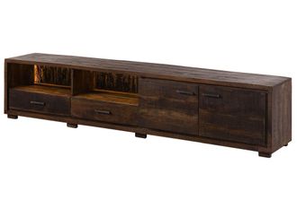 Massivmoebel24 Bark 210 Mobile Tv In Legno Di Acacia - Laccato / Marrone Scuro 220x40x47
