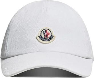 Moncler unisex, Accessoires, Blanc, Taille: XS Casquette de baseball en gabardine avec &eacute;cusson logo
