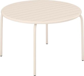 Vente-Unique Table de jardin ronde D.110 cm en m&eacute;tal - Beige - MIRMANDE de MYLIA