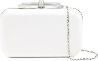 Mach & Mach Mach & Mach, Femme, Sacs, Blanc, Taille: ONE Size Double Bow Satin Clutch
