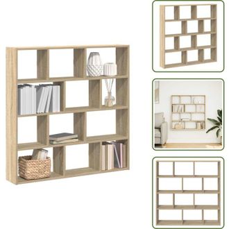 vidaXL W&uuml;rfelregal 12 F&auml;cher Sonoma-Eiche Holzwerkstoff - W&uuml;rfelregal - W&uuml;rfelregale - Regal - Schwebendes W&uuml;rfelregal