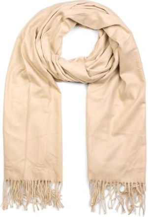 styleBREAKER Écharpe longue unisexe unie avec franges, châle dhiver chaud, tissu doux en viscose 01017104, Beige
