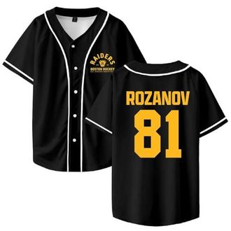 Generic Heated Rivalry Rozanov 81 Merch Baseball Jersey Shirt Col V Unisexe Manches Courtes Streetwear V&ecirc;tements, Noir, XXL