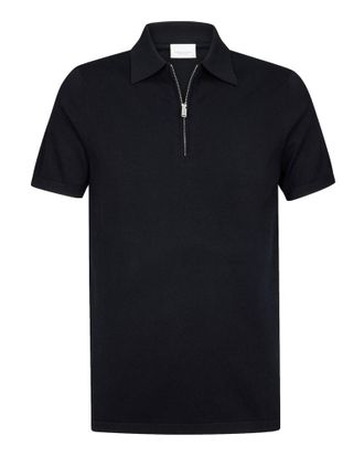 Profuomo Strick-Poloshirt mit Lyocell, Seide und Rei&szlig;verschlusskragen in