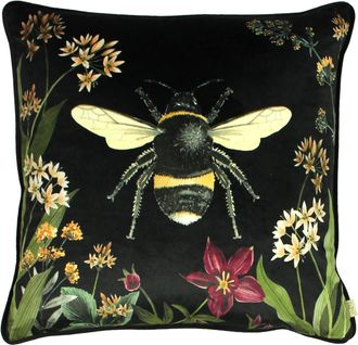 furn. Evans Lichfield Midnight Garden Kissenbezug - Biene Botanisches Samt Design (Biene - 43 x 43 cm)