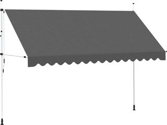 tidyard Markise Einziehbar Manuell Sonnenschutz, UV-best?ndig und h?henverstellbar, 400 cm, f&uuml;r Fenster Terrasse Balkon Garten, Anthrazitgrau