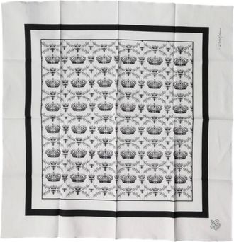 Dolce & Gabbana Homme, Accessoires, Blanc, Taille: ONE Size Foulard Carr&eacute; Classique en Coton