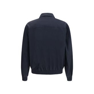 Brunello Cucinelli Mens Blue Silk Biker Jacket Clothing