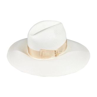 Borsalino Femme, Accessoires, Blanc, Taille: S Chapeau Sophie avec d&eacute;tail de ruban
