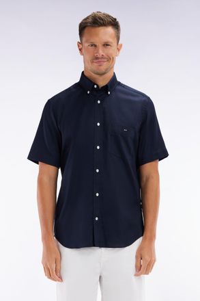 Eden Park Chemise &Agrave; Manches Courtes En Coton Marine Coupe Droite