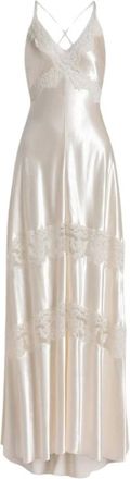 Alberta Ferretti Femme, Robes, Beige, Taille: 44 FR Robe en satin avec empi&egrave;cements en dentelle