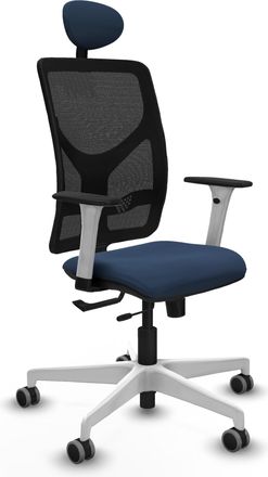 Piqueras y Crespo B&uuml;rostuhl aus Kunstleder, mit wei&szlig;en und schwarzen Armlehnen, h&ouml;henverstellbare Lendenwirbelst&uuml;tze und festes Kopfteil, ausgestattet mit Syncro/Trasla