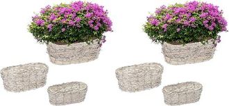 Relaxdays Blumentopf, 3 Verschiedene Gr&ouml;&szlig;en, aus Rattan, Pflanzent&ouml;pfe mit Folie, Pflanzk&ouml;rbe f&uuml;r drinnen, wei&szlig;/Natur (Packung mit 2)