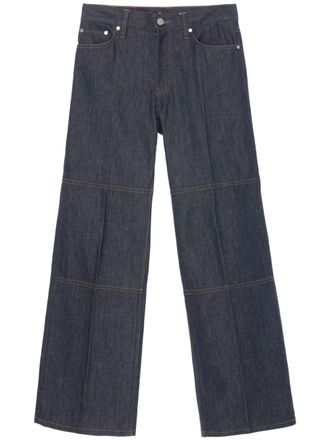 Helmut Lang pantalon à détails de zip - Bleu
