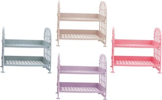 BESPORTBLE 4 Stück Doppelstöckiges Kunststoff Aufbewahrungsregal Bohrfreies Mehrschichtregal für Küche und Badezimmer Praktisches Organizer Regal für Kosmetik un