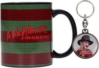 SD toys Tassenset Freddy Farben + Geschenk Schl&uuml;sselanh&auml;nger aus Metall Nightmare in Elm Street