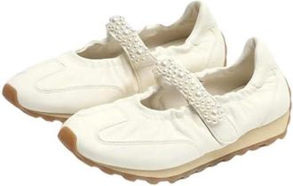 Generic JCVBN Chaussures de ballet plates Mary Jane pour femme Printemps &eacute;t&eacute; Casual Bout rond Fond &eacute;pais Surface en caoutchouc Chaussures, blanc, 36.5 EU