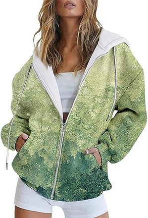 Generic Trench-coat imperméable pour femme coupe ajustée pour lhiver printemps automne et hiver imprimé mode dégradé sweat à capuche manches longues poche fer