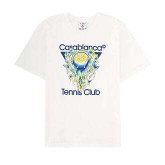 Casablanca Tennis Club Grafik T-Shirt - - Tops - Herren - Wei&szlig; - L