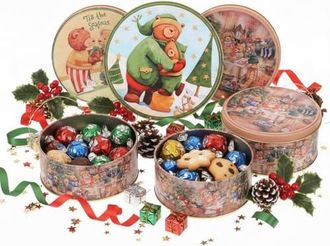 Angoily Winter Collage Accessoires Ensemble De Bo&icirc;Tes &agrave; Biscuits, Lot De 4 Bo&icirc;Tes &agrave; Biscuits En M&eacute;Tal Pour No&euml;L, Conservation Pour Bonbons, Chocolat, Cookies,