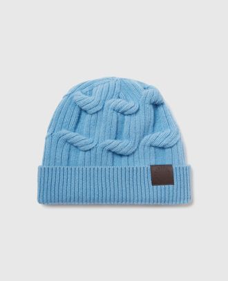 Stella McCartney Falabella Cable-Knit Beanie, Woman, New sky blue