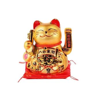 La Chineuse Maneki Neko Japanischer Gold - Gl&uuml;cksbringer - beweglicher Arm