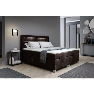 Fun Möbel Fun Moebel - Boxspringbett Elektrisch Bett davide 160x200cm in Stoff Fresh Dunkelbraun