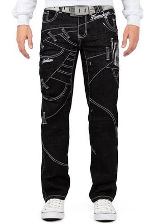 Kosmo Lupo Herren Jeans KM130-1 Schwarz W40/L34