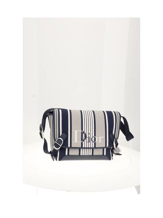 Dior Mens Shoulder Bag Jet Flap Messenger White-Blue Calf Leather (bos Taurus) White/blue