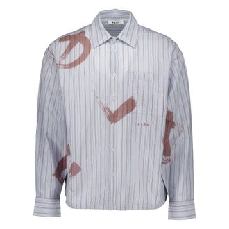 Olaf Hussein Homme, Chemises, Multicolore, Taille: M Brushstroke Logo Stripe Ls Shirt