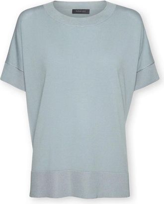 Elena Miro Femme, Pulls, Bleu, Taille: 40 FR Top Manches Courtes en M&eacute;lange de Viscose