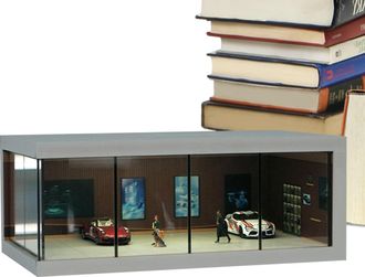 Generic Model Car Case zur Anzeige - 26,5 x 10,5 x 15 cm Hochklar, Basis aus robustem PVC, Beleuchtung mit dekorativen Details auf der Stra&szlig;e | stapelbares Sh