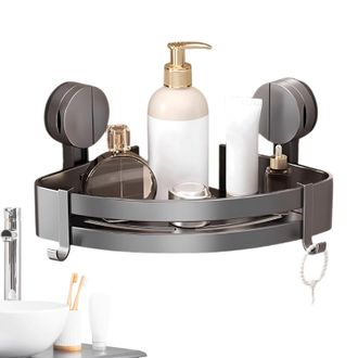 Generico Eckkorb-Organizer - Wandregal f&uuml;r Badezimmer, Eckregal, Seifenhalter mit Ablagefach, platzsparend, kompakt, praktisch, langlebig