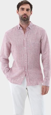 van Laack Button Down Leinenhemd mit Streifen Tailor Fit