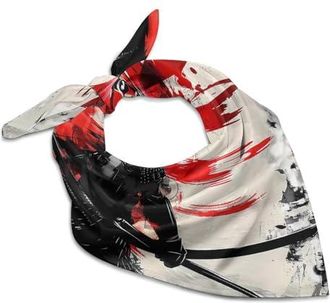 Generic Écharpe carrée samouraï japonaise en soie légère avec drapeau japonais pour cheveux, foulard respirant, cadeau pour homme et femme, multicolore, 46x46