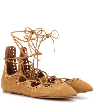 Isabel Marant Leo embellished suede ballerinas Size 36