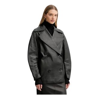 Liviana Conti Doppelreihiger Leder-Mantel - - Jackets - Damen - Schwarzk - S