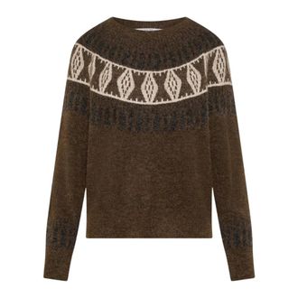 Seventy Pull &agrave; col rond en jacquard - Femme - Pulls - Brun - Taille: 36 FR