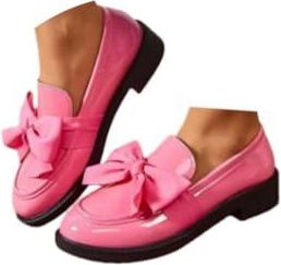 Generic Mocassins brevet&eacute;s pour femme avec noeud - Tendance et confortable - Bout rond - Chaussures plates &agrave; talons bas - Pour le travail, le travail, le quot