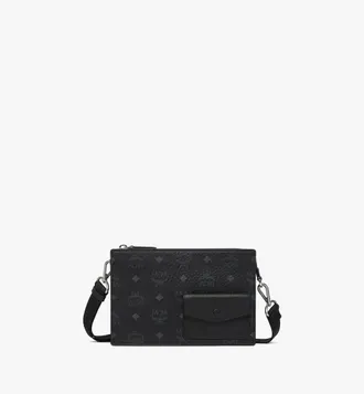 MCM Aren Pouch zum Umh&auml;ngen in Visetos BLACK VISETOS
