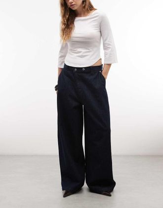 Collusion jean baggy XL asym&eacute;trique d&eacute;lavage fonc&eacute;-bleu marine